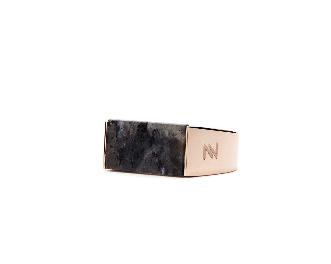 Rose Gold Grey Jasper Ring – Zorrata